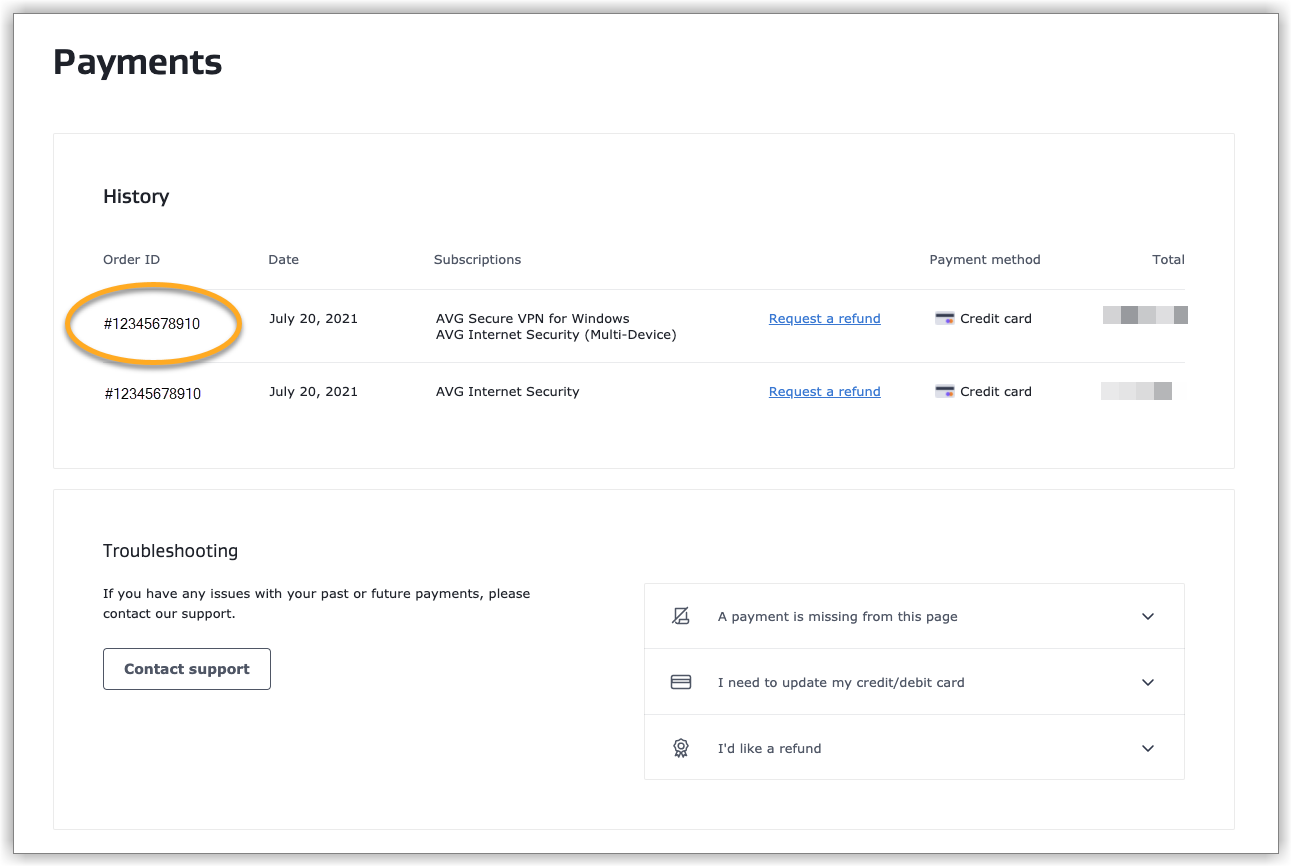 Het bestelnummer van uw AVG-bestelling zoeken | AVG